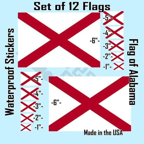 12 Alabama State Flag Stickers, waterproof, suitable on cars. AL 6" | eBay