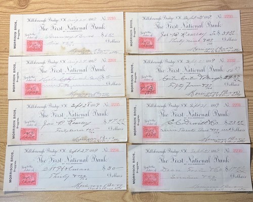 Lot 8 1899 First Bank of the United States check with stamps of the ...