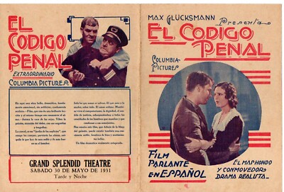 BARRY NORTON - MARIA ALBA "THE CRIMINAL CODE" 1931 MOVIE HERALD | eBay