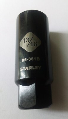 Stanley 13/16" x 3/8" Deep Spark Plug Socket 86-381B Black Chrome 6 Pt ...