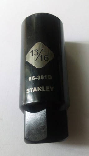 Stanley 13/16" x 3/8" Deep Spark Plug Socket 86-381B Black Chrome 6 Pt ...