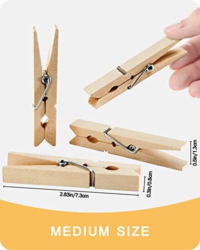 50 Pack Large Wooden Clothes Pins for Crafts Baby Clothes Photos | eBay