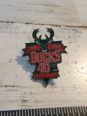 Milwaukee Bucks NBA Team 40th Anniversary Lapel Hat Pin VINTAGE 1968 ...