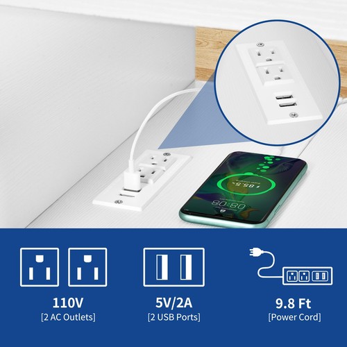 LED Coffee Table Modern Center Table with Charging Station Large ...