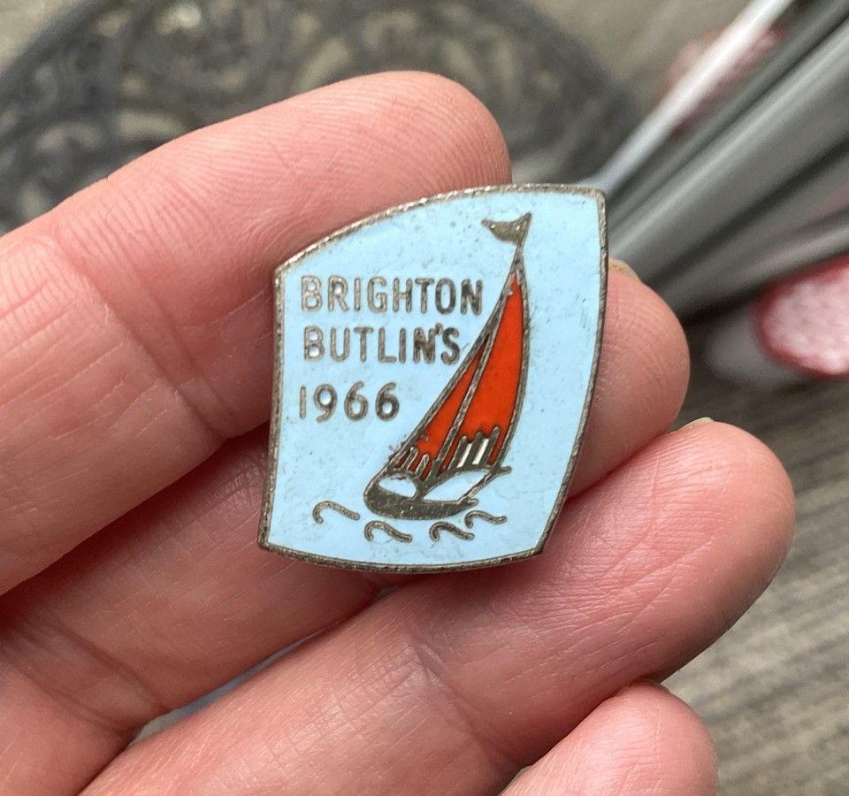 Vintage Butlins Brighton Holiday 1966 Camp Enamel Pin Badge sailing ...