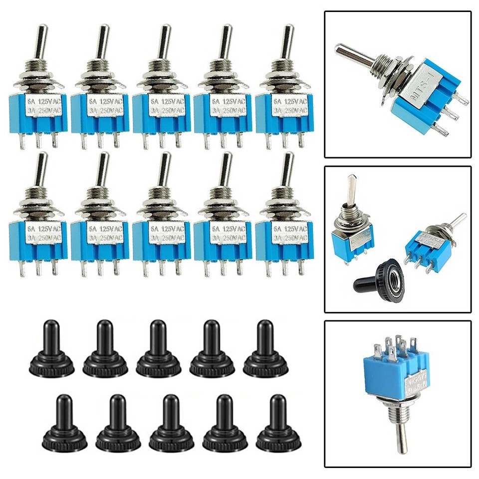 10 Mini Rocker Switches 3 Pin ON ON 2 Position for Various Applications ...