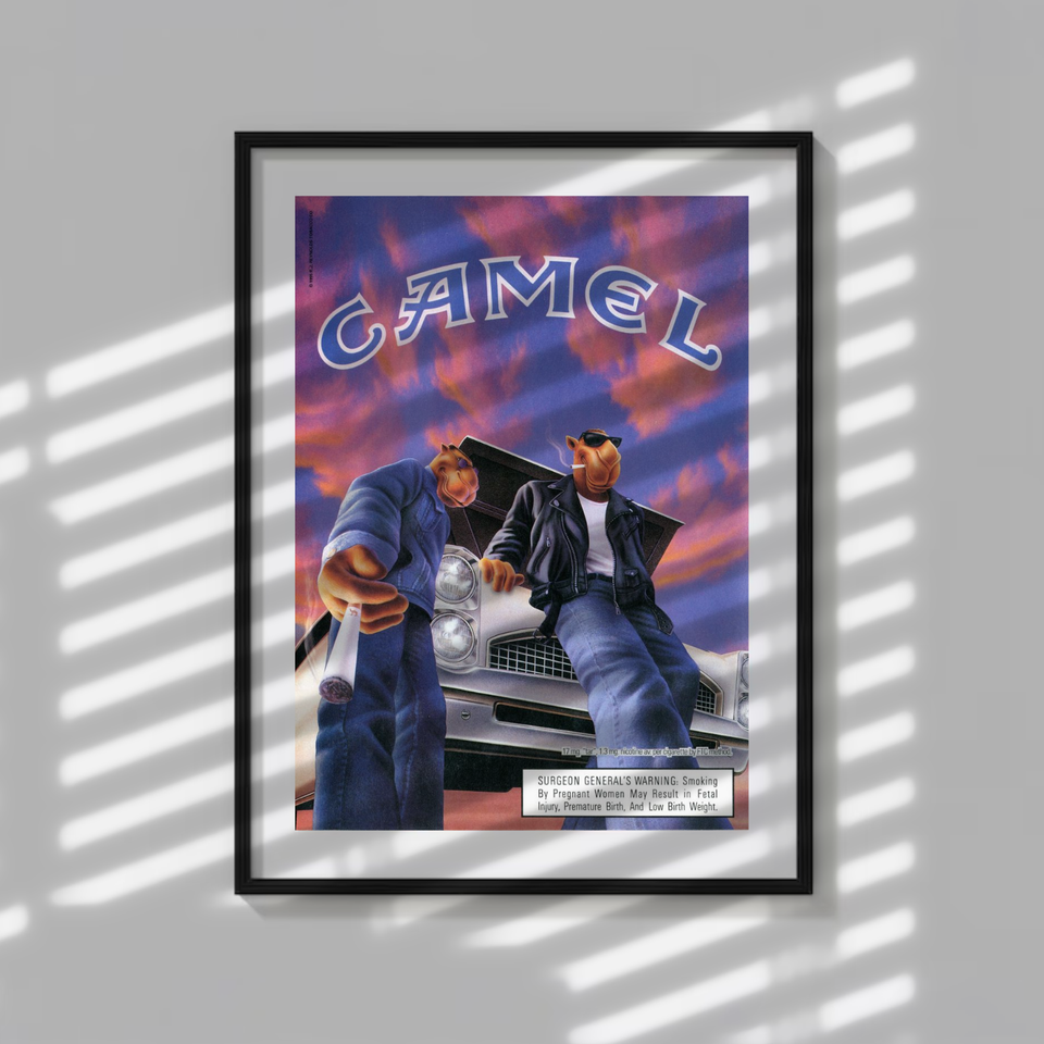 Joe Camel Poster Vintage Cigarette Ad 90s Cartoon Art Print Collectible ...