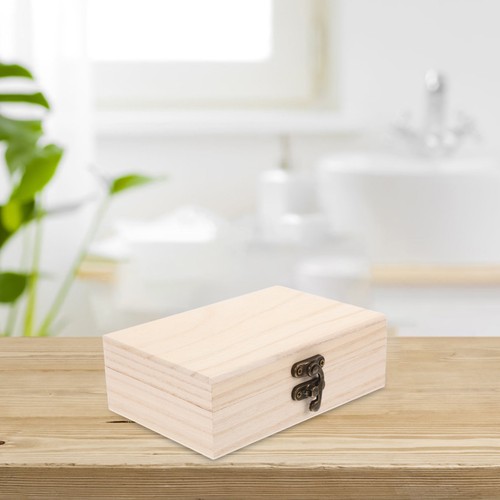 Wood Treasure Chest Rectangular Wooden Craft Box with Lock for Jewelry ...