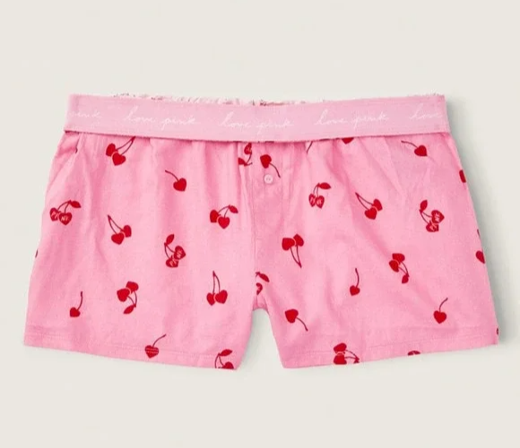 VICTORIAS SECRET PINK FLANNEL SLEEP BOXY PAJAMA LOUNGE SHORTS PJ XS S M ...