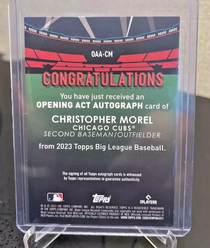 CHRISTOPHER MOREL 2023 Topps Opening Act Big League ROOKIE AUTO Cubs ...