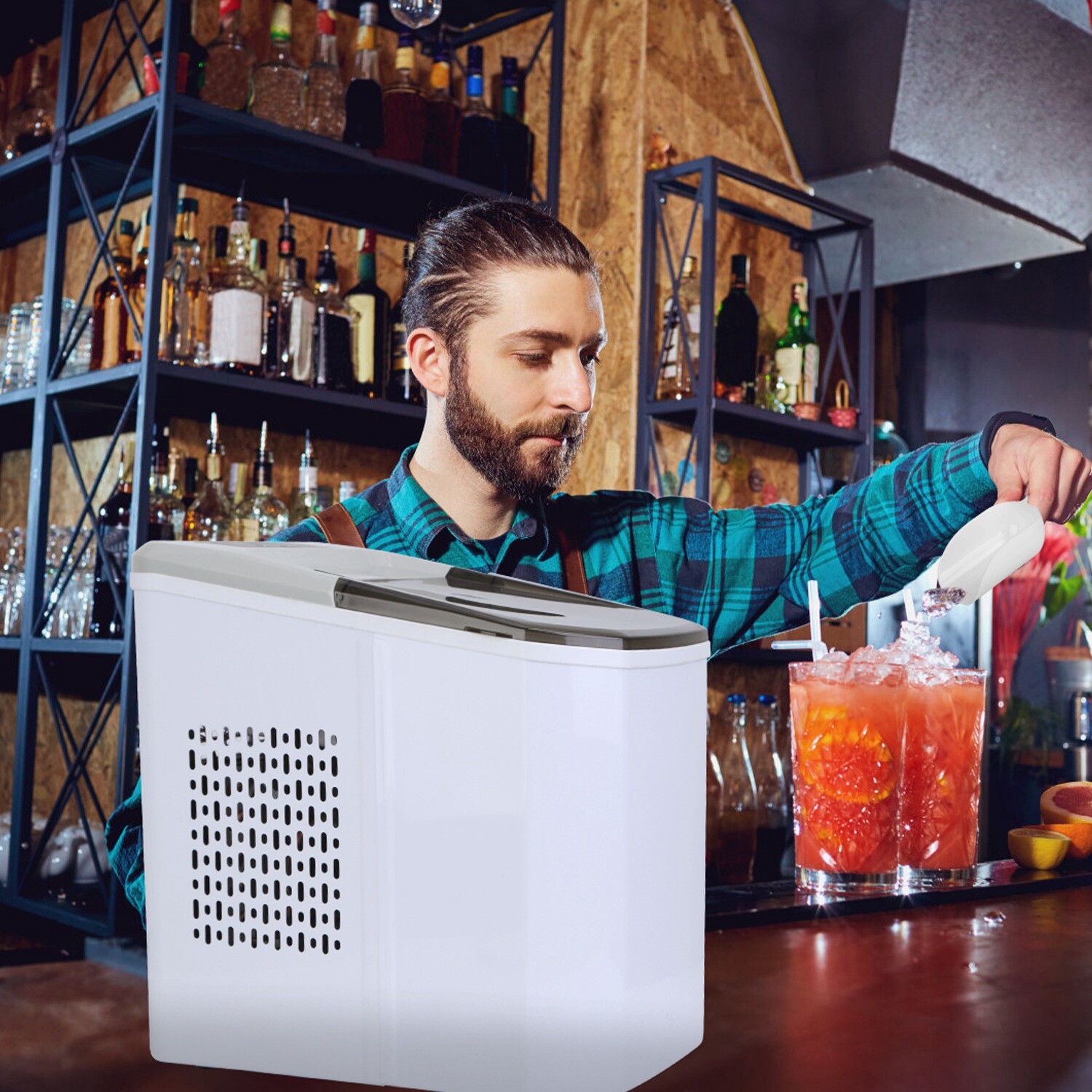 Portable Ice Maker Machine Countertop 33Lbs/24H Self-cleaning with ...