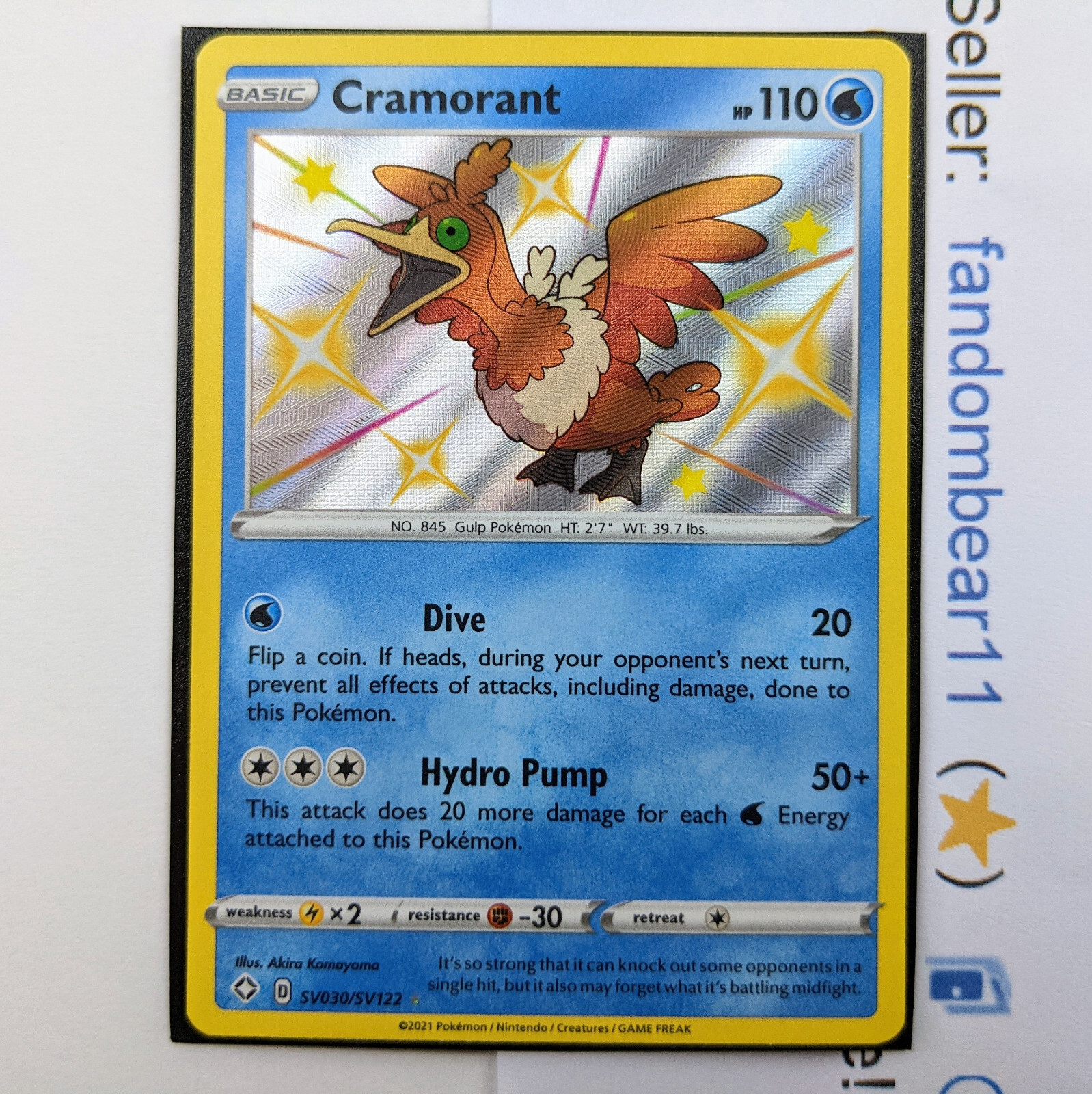 SHINY Cramorant card SV30/SV122 SWSH Shining Fates Shiny Vault 2021 ...