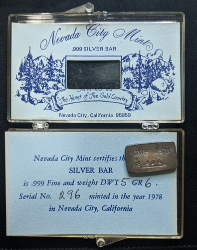 Rare ~ 1977, 1978, 1979 Nevada City Mint .999 Silver Bars ~ #296 ...