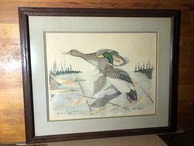 Gene Murray "Duck Flight Signed #367 Glare Glass" Art 14"x 18" Frame 21 ...
