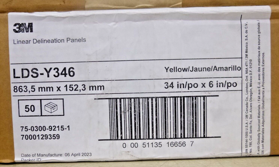 NEW 3M™ Diamond Grade Linear Delineation System LDS-Y346 Yellow, 34" x ...