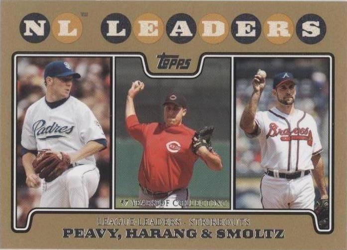 2008 Topps - League Leaders John Smoltz, Jake Peavy, Aaron Harang #327 ...