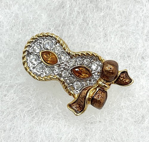 Swarovski Mask Bow Pin Amber & Clear Crystals | eBay