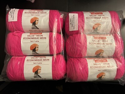 Craftsmart VALUE NEON acrylic Yarn 5 oz. Neon Pink Lot Of 6 | eBay