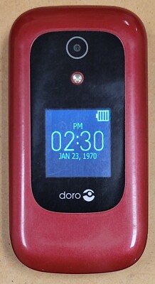 Doro 7050 DFC-0180 - Red and Black ( Consumer Cellular ) 4G VoLTE Flip ...