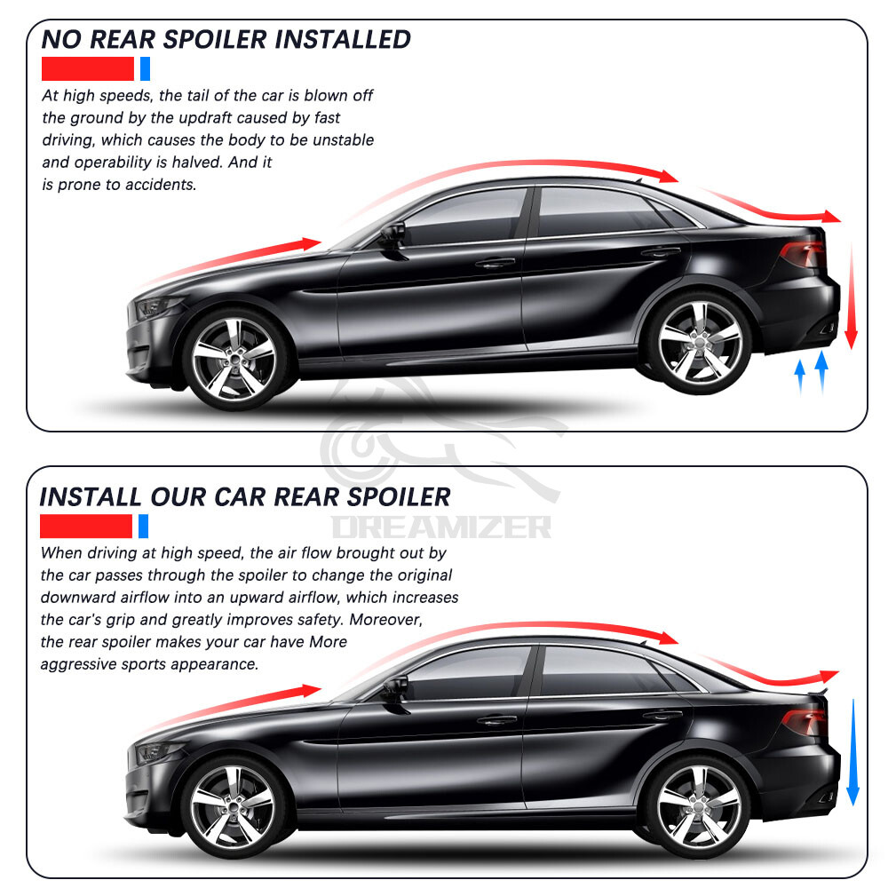 Universal 1.5M Black Soft Car Rear Roof Trunk Spoiler Rear Wing Lip ...