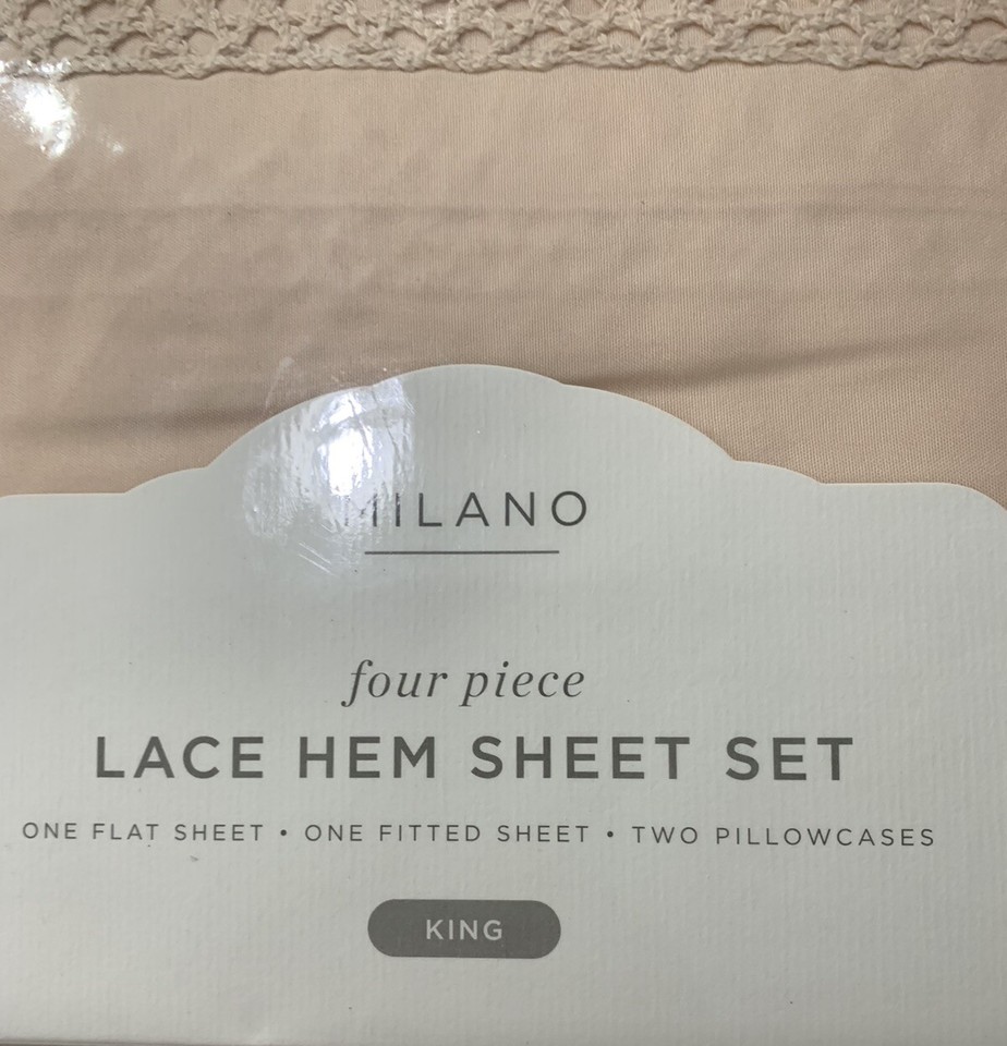 Milano Four Piece Lace Hem Sheet Set . KING SIZE | eBay