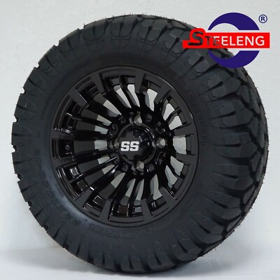 GOLF CART 12" BLACK MATADOR WHEELS/RIMS and 22" STINGER DOT ALL TERRAIN ...