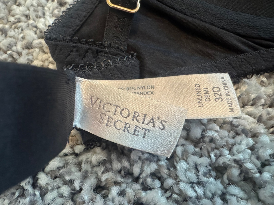 Victoria's Secret Black Lace Unlined Demi Bra Women's Size 32D | eBay