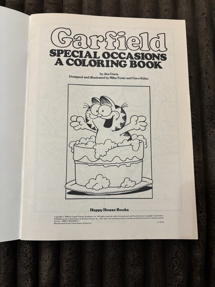 Happy House Books Garfield & Odie Coloring Book 1984 Cartoon Animation ...