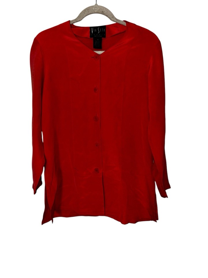 Via Seta Studio Petites Womens Jacket 100% Silk Sz 10 Business Career ...