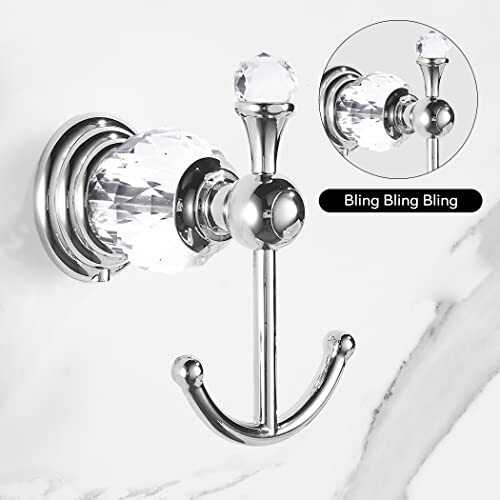 Crystal Robe Hook Chrome Towel Hook For Bathroom Wall Mounted Silver ...