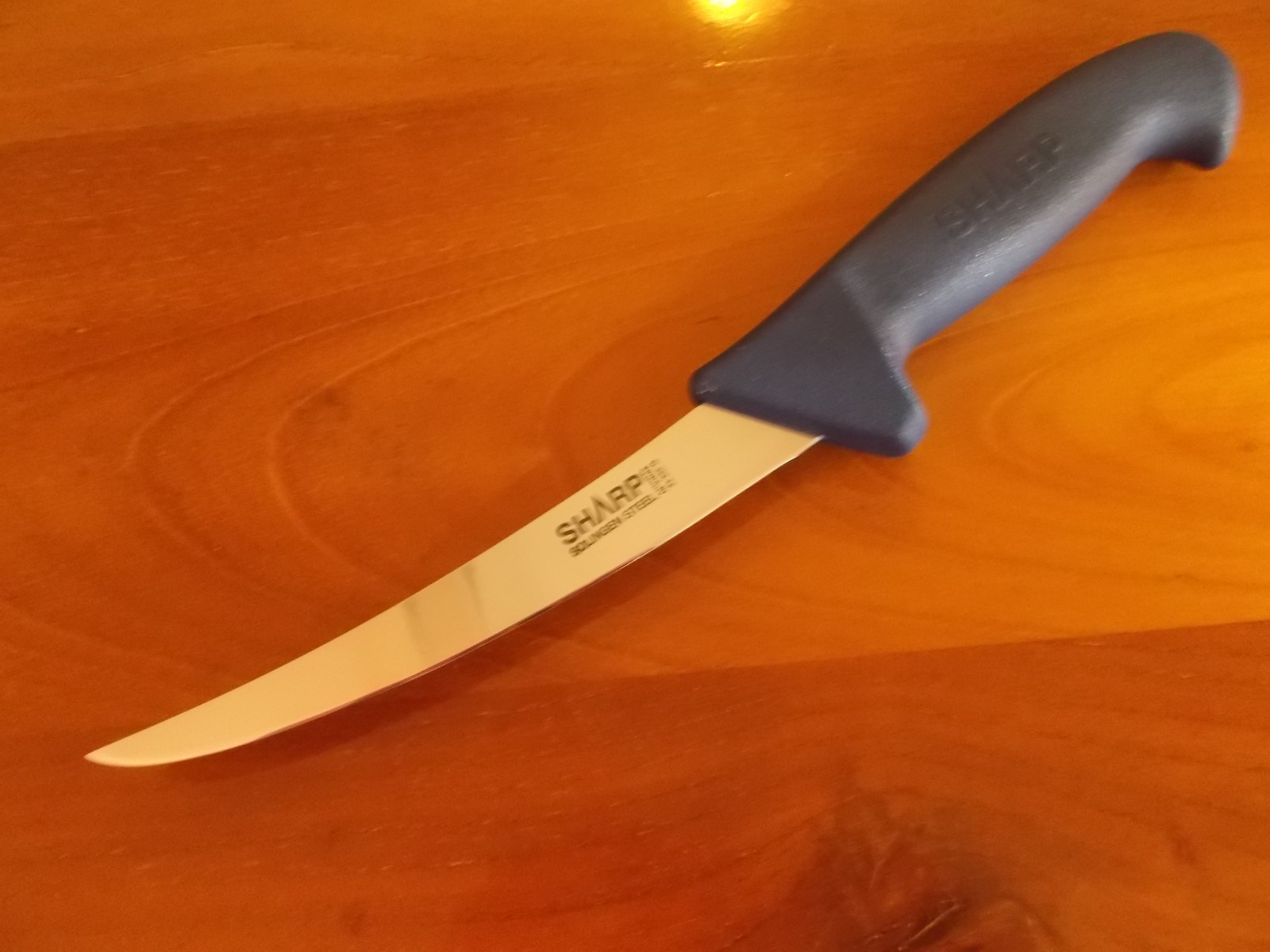 SHARP SOLINGEN STEEL 6" STIFF NARROW CURVED BONING KNIFE GERMAN HARD ...