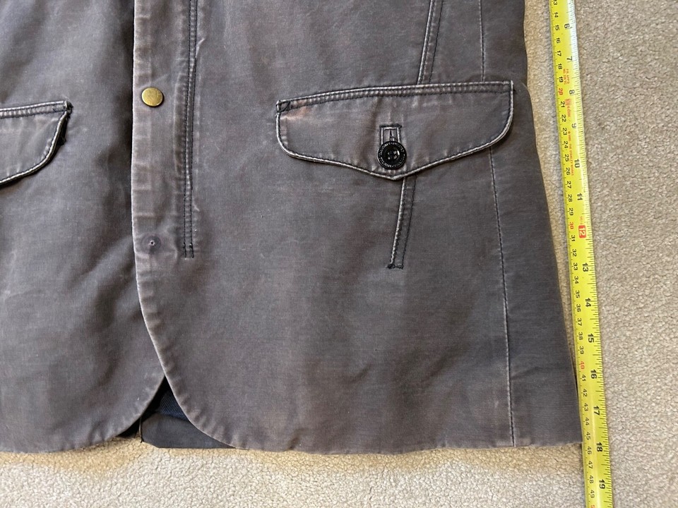 FIRETRAP Mens Jacket Cotton Slate Grey Zip Up popper Distressed Coat ...