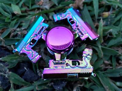 Rainbow Multi Color 3 Guns Metal Fidget Spinner Toy Boys Girls Kids ...