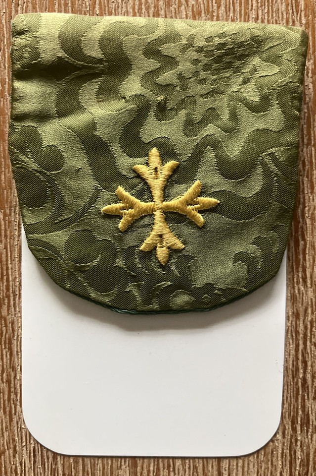 Vtg Bemberg Damask Usher Badge Green Greek Cross Gold Embroidered ...