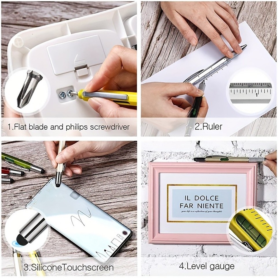 Premium 6in1 Pocket Genius Pen - Versatile Multitool w/ Level ...