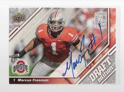 2009 MARCUS FREEMAN UD DRAFT ROOKIE AUTO OHIO STATE BUCKEYES NOTRE DAME ...