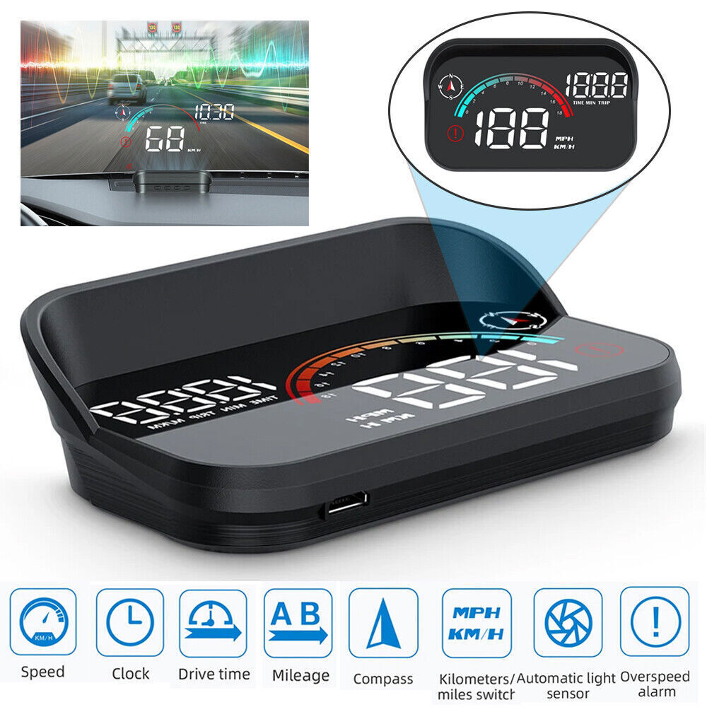 3.5"LCD Car Digital GPS Speedometer Head Up Display HUDs Overspeed ...