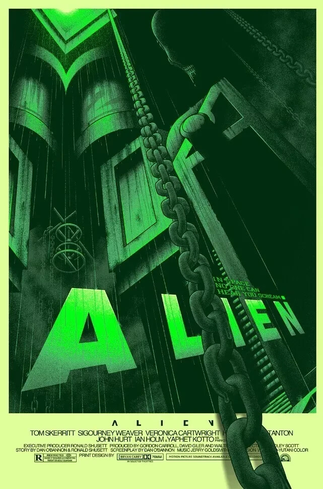 Alien Aliens Green Shaft Horror Variant Movie Poster Giclee Print 24x36 ...