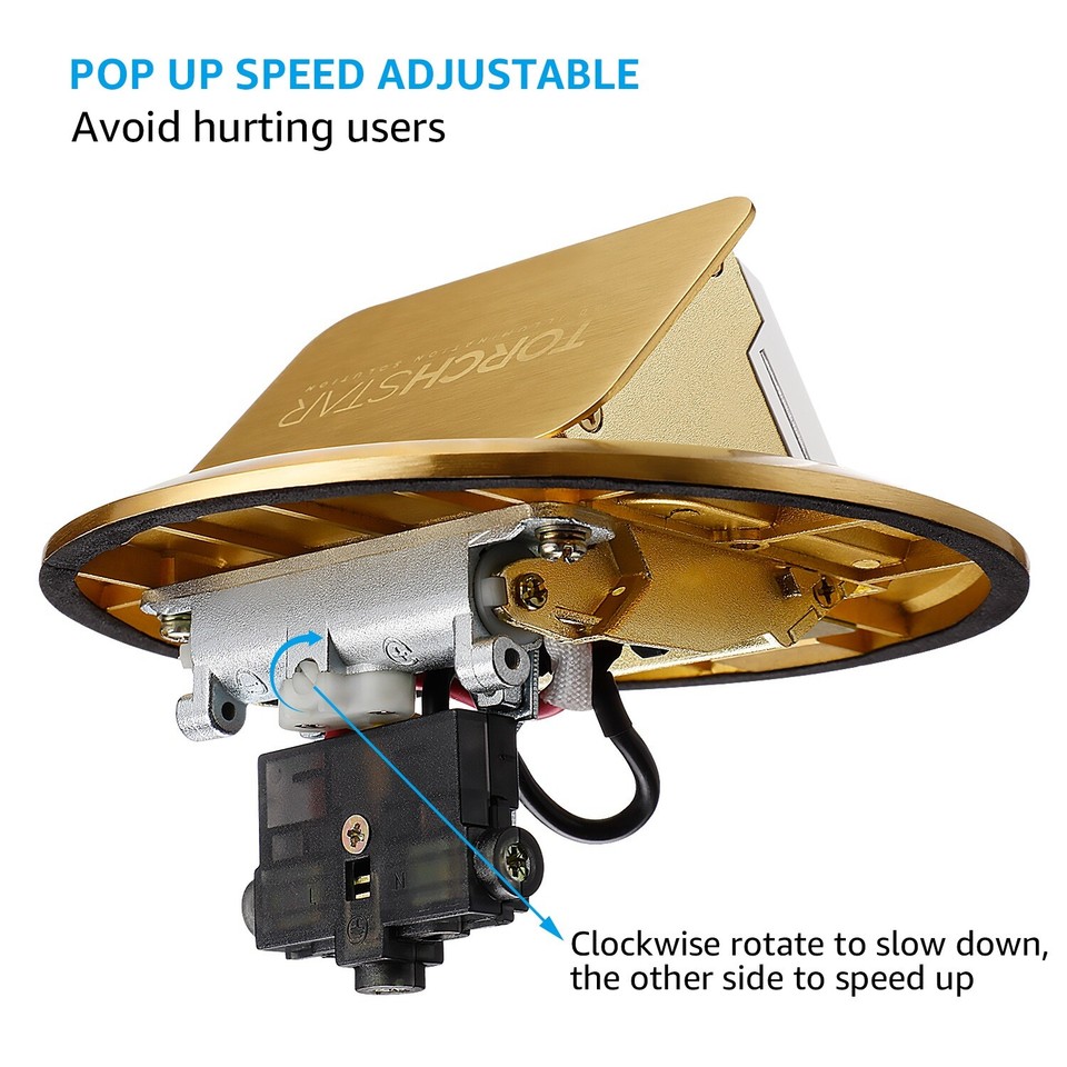 Pop-up Floor Outlet Box with Brass Cover, Round GFCI Receptacle Outlet ...