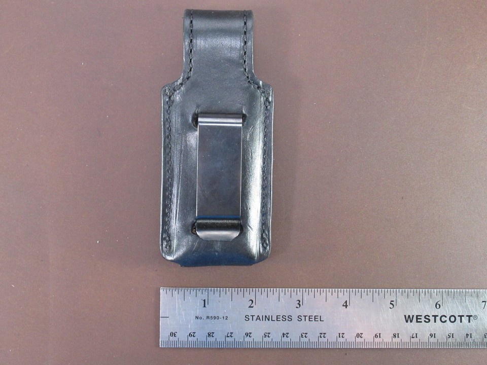 Belt Clip Molded Leather Double Stack Magazine Holder w/ Snapping Clip ...
