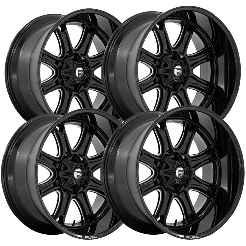 (Set of 4) Fuel D853 Darkstar 22x9 8x170 +1mm Black/Milled Wheels Rims ...