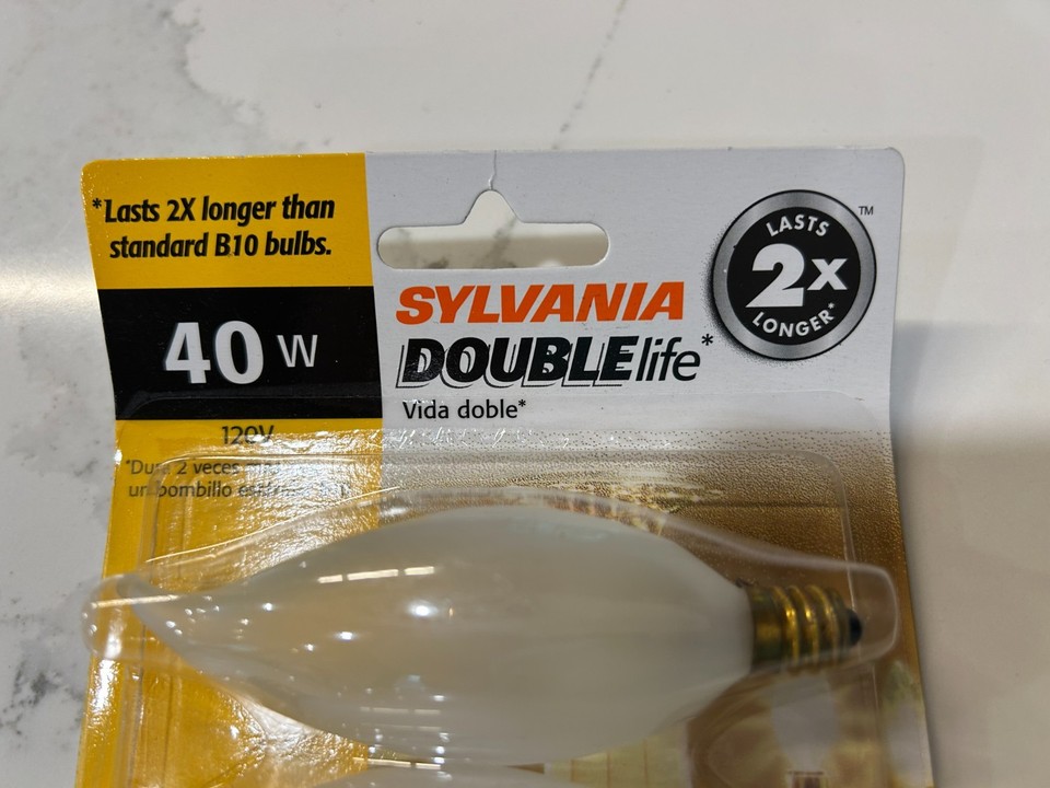 Sylvania Double Life 40 Watt Frosted Blunt Tip Light Bulbs Pack 4 ...