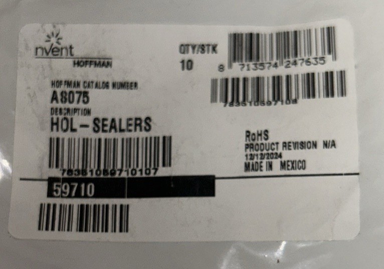 Bag Of 10 New Nvent Hoffman AS075 59710 3/4" Hole Plug Seal 59710 Type ...