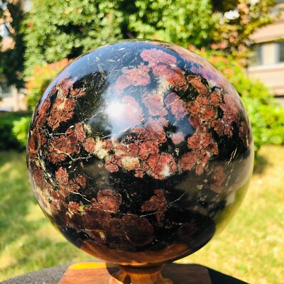 13LB Large Natural Garnet Sphere Crystal Firework Stone Ball Reiki ...