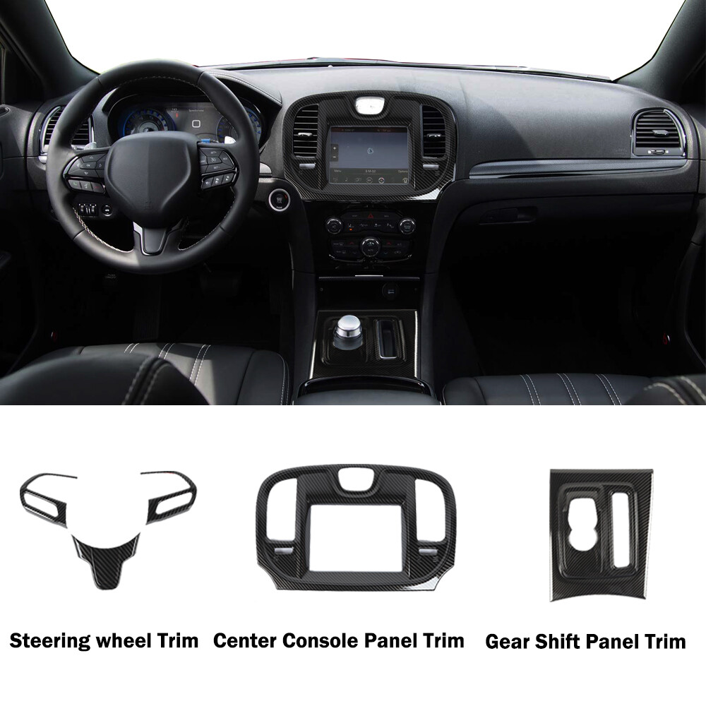 Steering Wheel Center Console Trim Kit For Chrysler 300c 15-22 Carbon ...