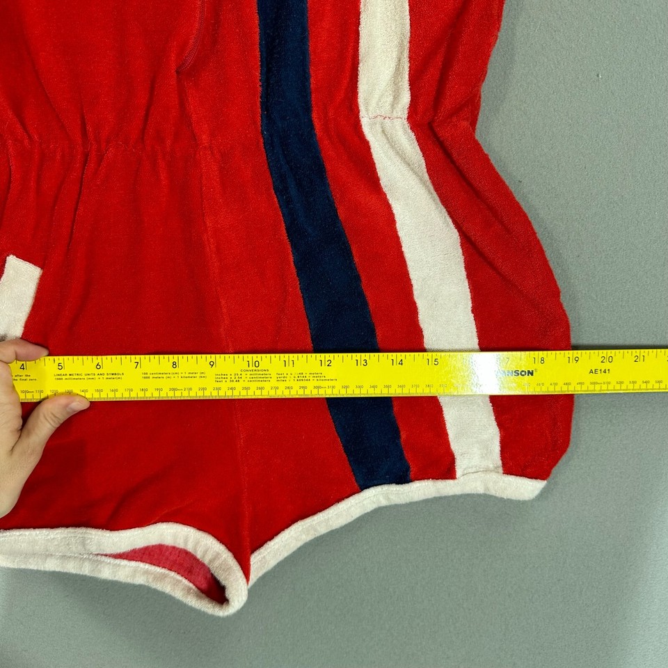 Vintage 70s Terrycloth Romper One Piece Jumper Kmart Terry Size L Red ...