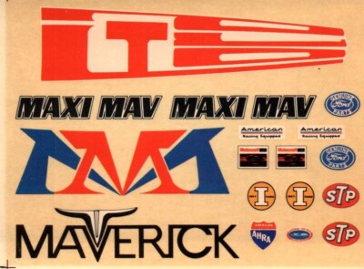 Vintage - DECAL SHEET for 1972 AMT Maverick Funny Car "MAXI MAV" Model ...