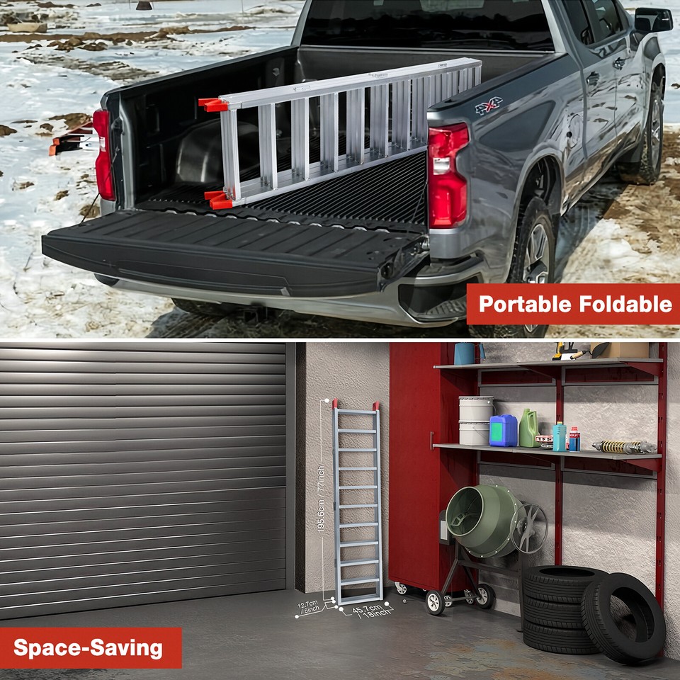 Tri-Folding Truck Ramps Foldable Car Ramps 1850Lbs For ATV Motorcycle ...