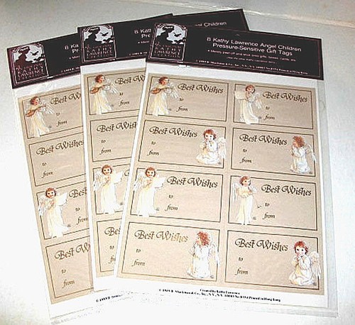 24 ANGEL CHILDREN GIFT TAGS VINTAGE (3 pkgs) Kathy Lawrence Artist MINT ...