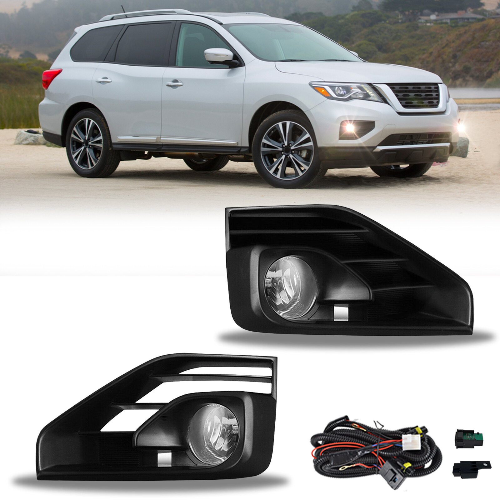 Pair For 2017-2020 Nissan Pathfinder Fog Lights Front Bumper Lamps ...